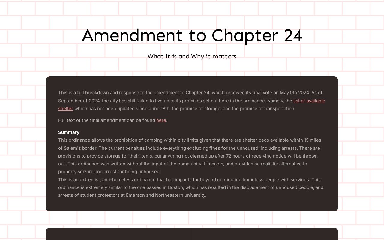 Amendment to chapter 24